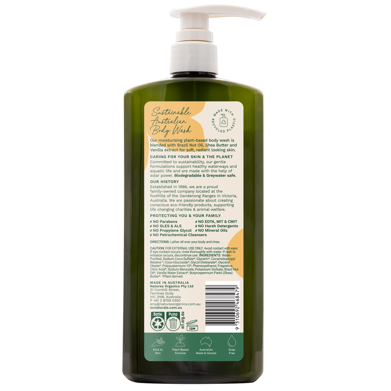 OC Naturals | Moisturising Vanilla Shea Body Wash | Plant-Based Formula
